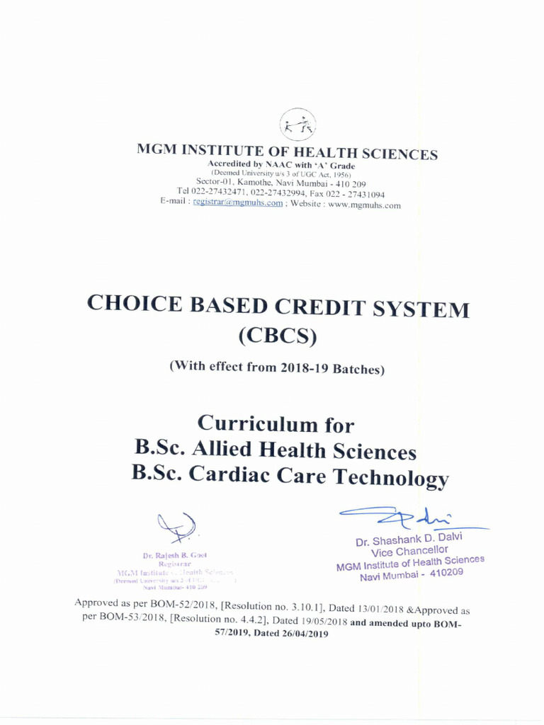 B.SC - Cardiac Care Technology | PDF | Metabolism | Health Care