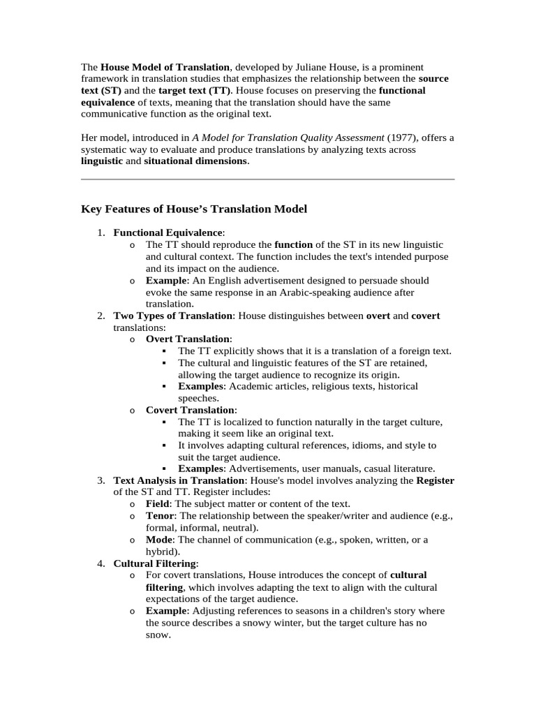 House Model for Translation Quality | PDF | Translations | Liberal Arts ...