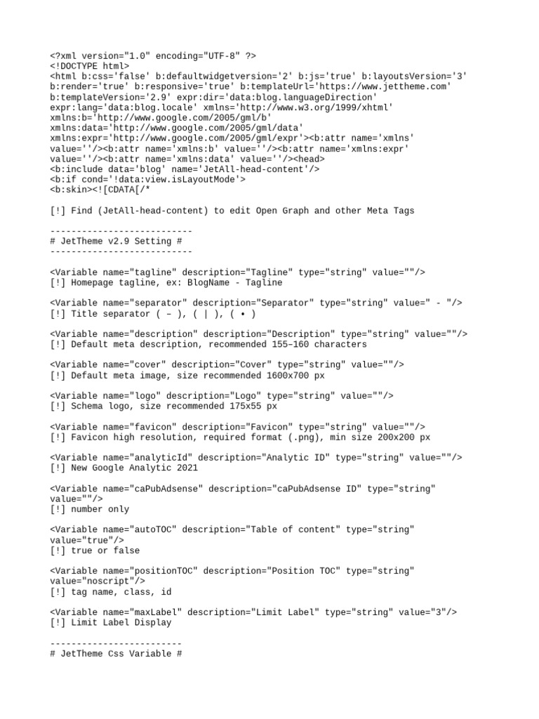 JetTheme Template Settings | PDF | Printing | Design