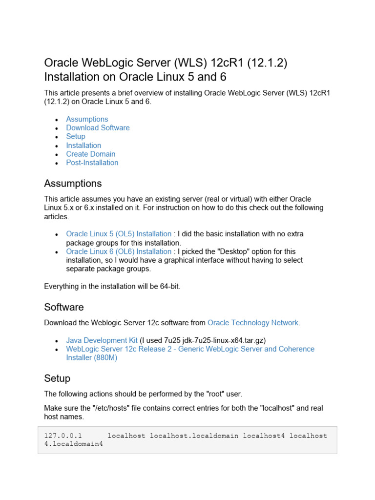 Oracle WebLogic Server Installation in Linux | PDF | Installation (Computer Programs ...