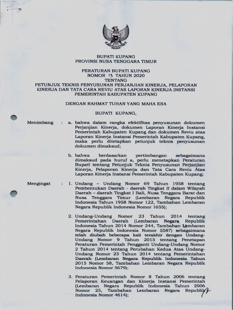 Perbup Kab. Kupang No. 13 Tahun 2020 | PDF
