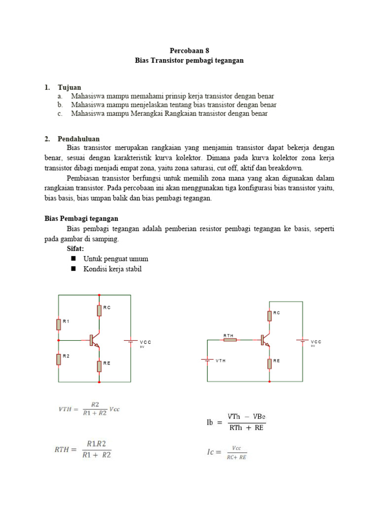 9-Modul 7b Bias Transistor pembagi tegangan | PDF