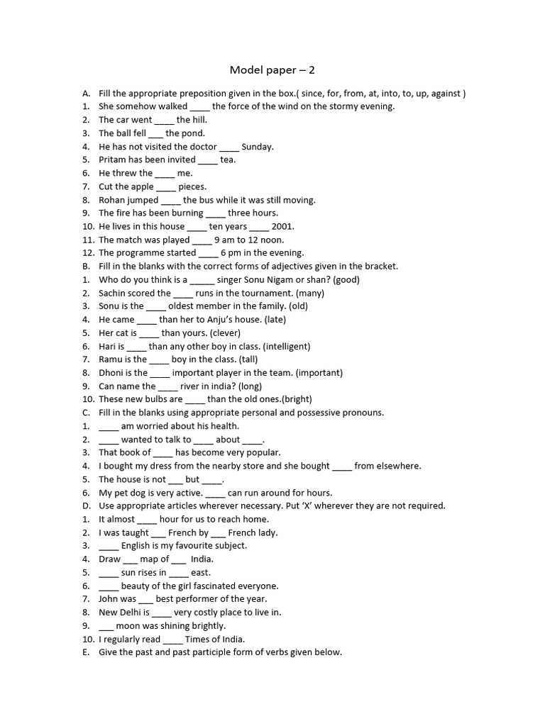 Model Paper 2 Class Seventh | PDF | Language Families | Linguistic Typology