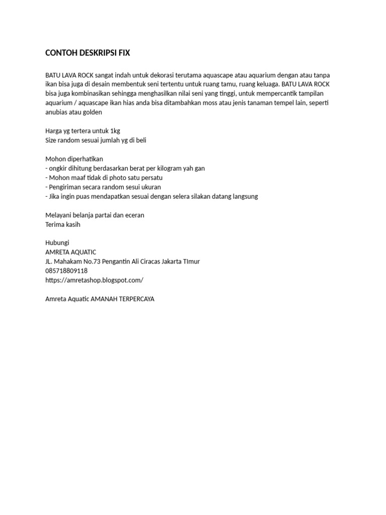 Contoh Deskripsi | PDF