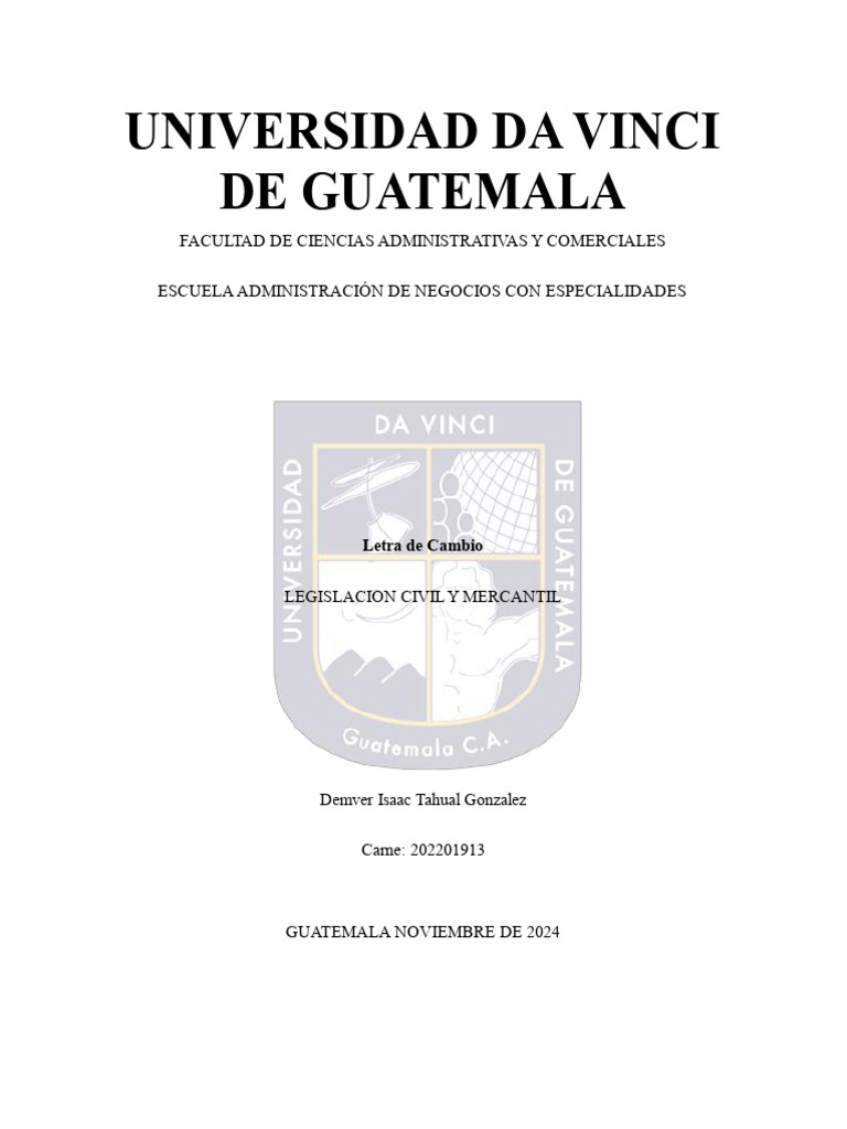 Letra de Cambio en Guatemala 2024 | PDF | Instrumentos que devengan ...
