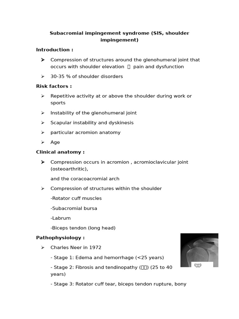 Subacromial impingement syndrome | PDF | Anatomical Terms Of Motion | Shoulder
