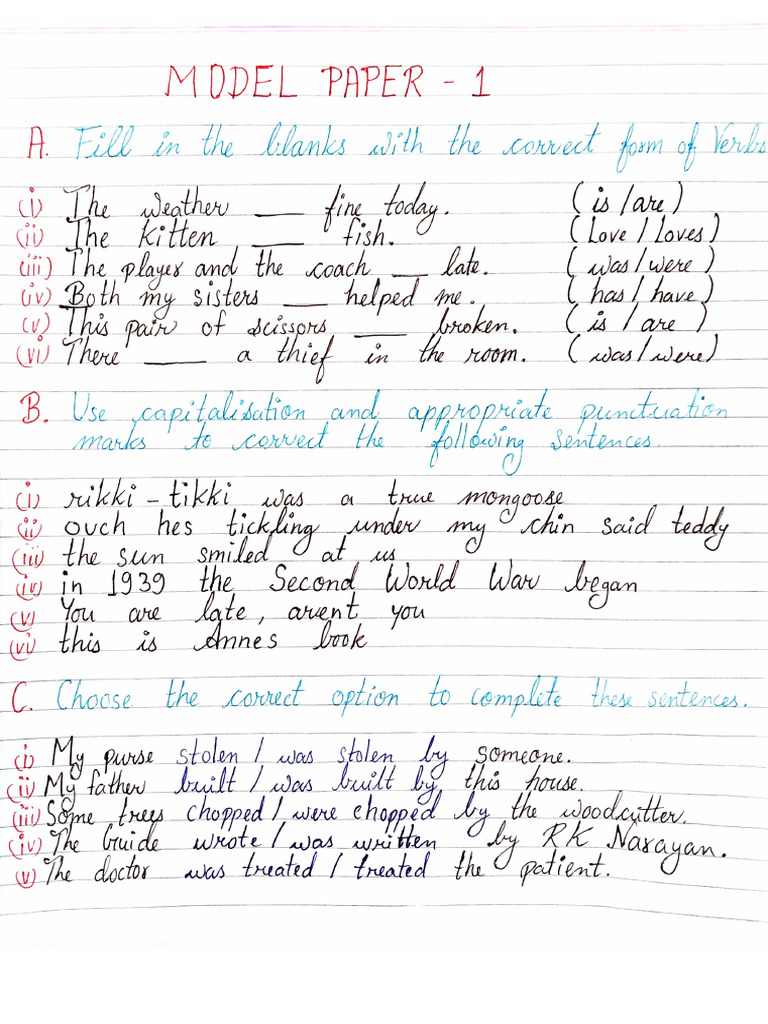 7th Class Model Paper Overview | PDF