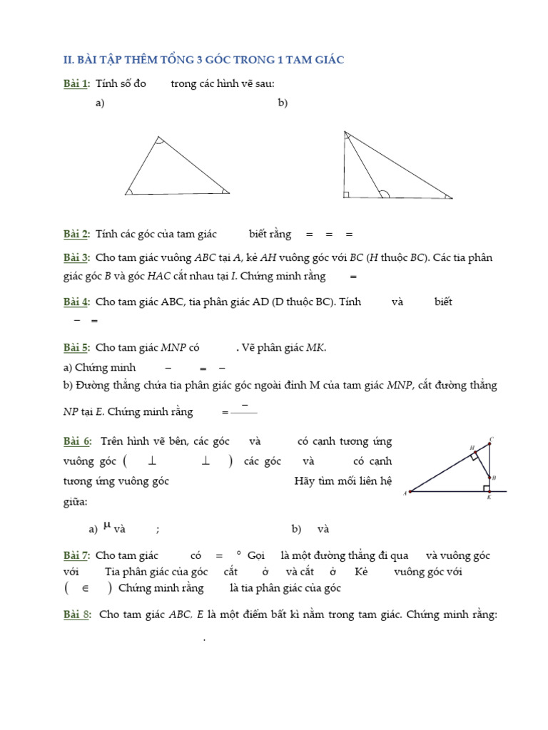 BTT T NG 3 Góc Trong Tam Giác | PDF