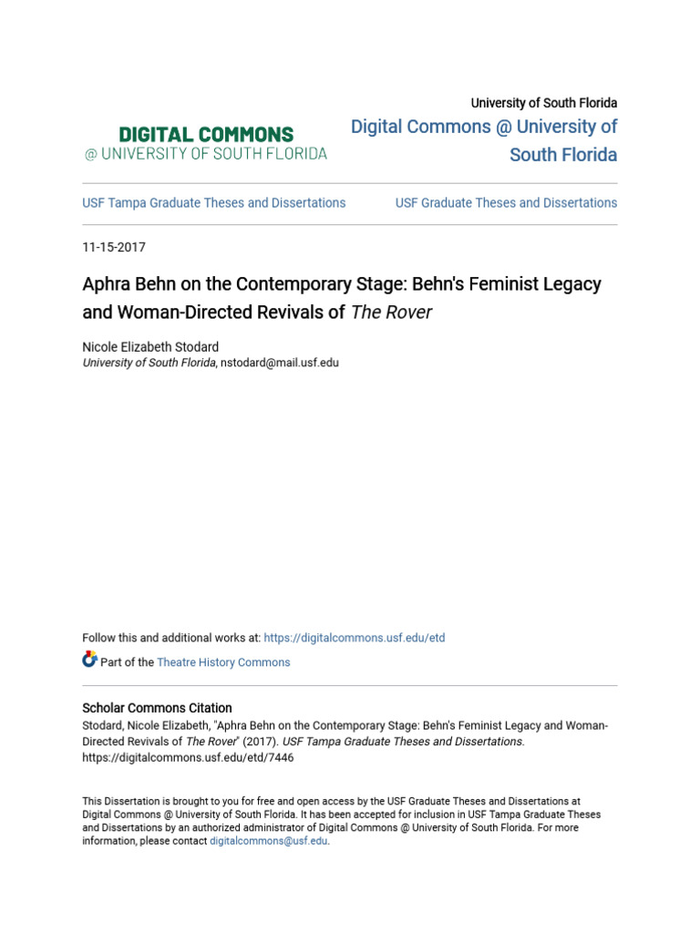 Aphra Behn On The Contemporary Stage - Behns Feminist Legacy and | PDF ...