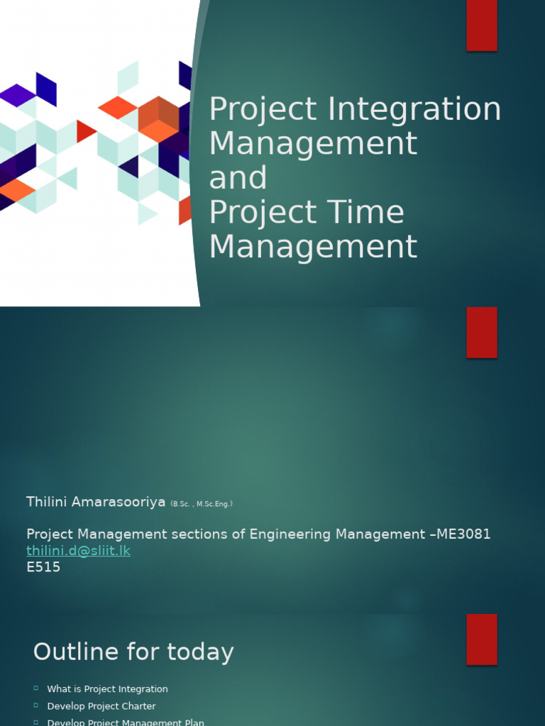 Lec 6 PM 3 Project Integration MGT and Time MGT | PDF | Project Management | Business