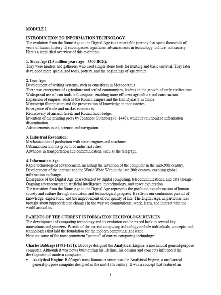 MODULE 1 Introduction to Information Technology 1 (2) | PDF | World Wide Web | Internet & Web
