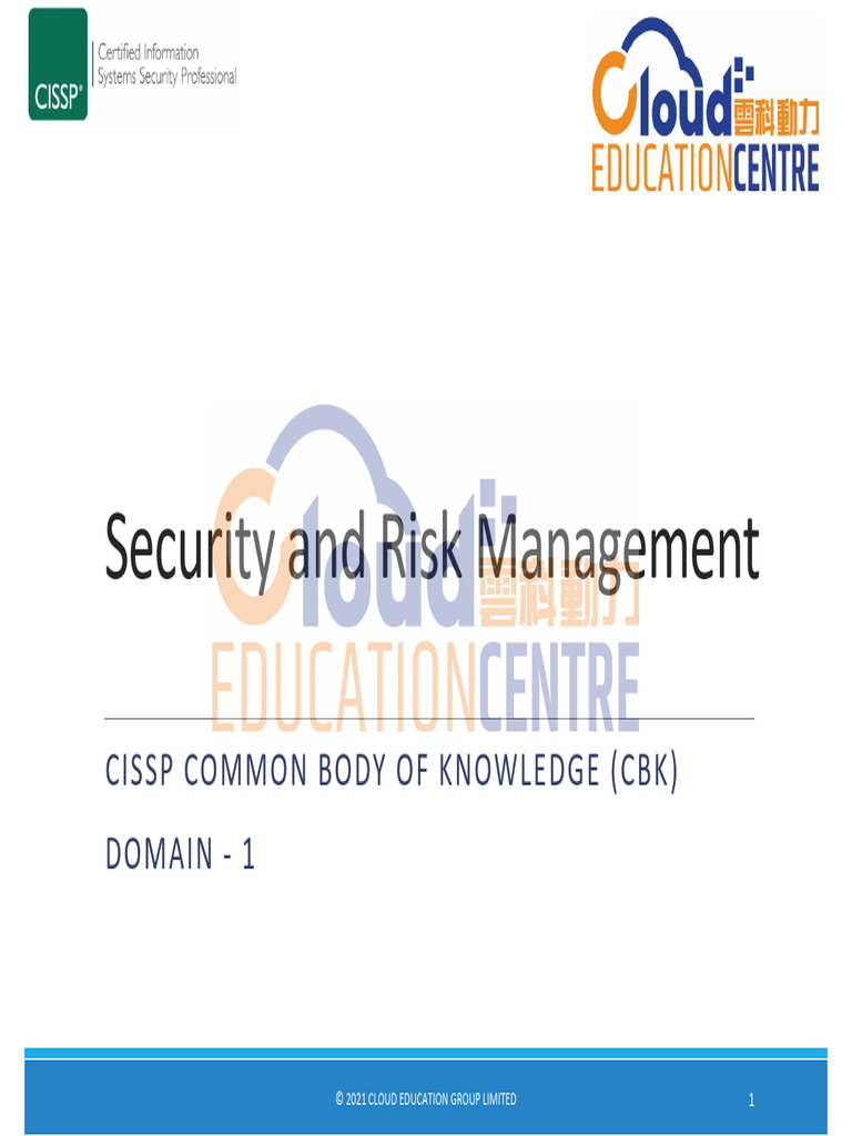 Domain 1 - Security and Risk Management | PDF | Information Security ...