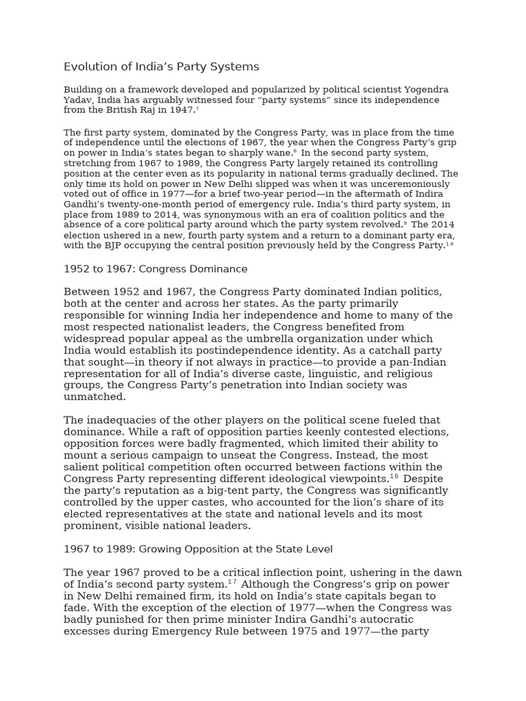 India's Political Party Evolution | PDF | Bharatiya Janata Party ...
