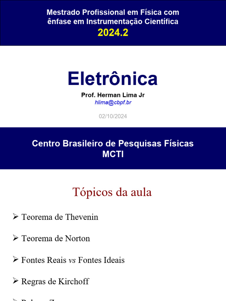 Elt Analogica Aula7 MetodosGerais 2024 | PDF | Rede elétrica | Resistência elétrica e condutividade