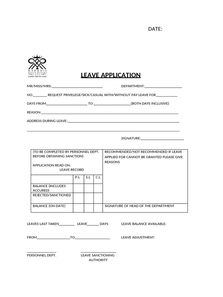 Leave Application | PDF