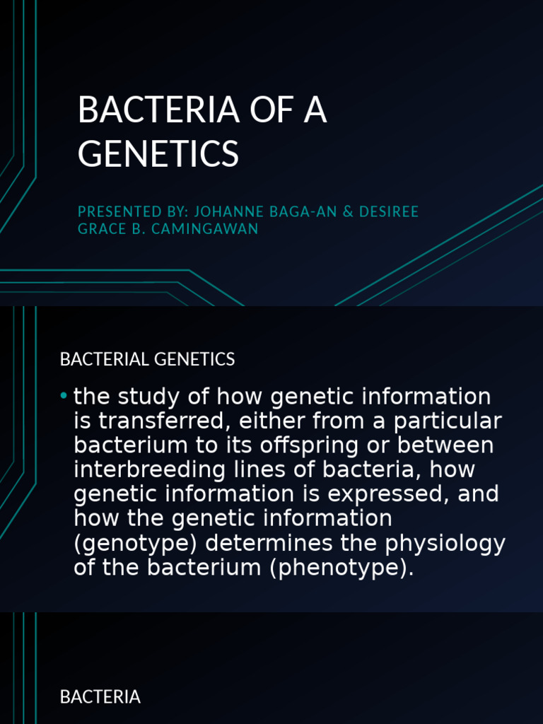 Bacterial Genetics Overview | PDF