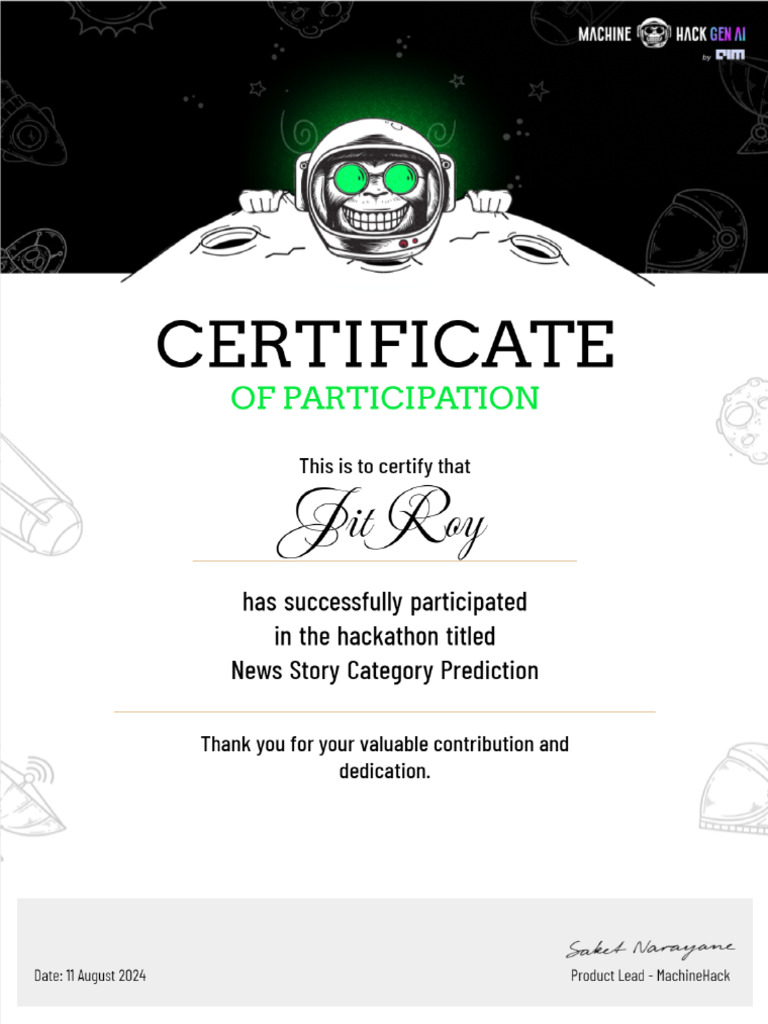 Machine Hack Certificate 3 | PDF