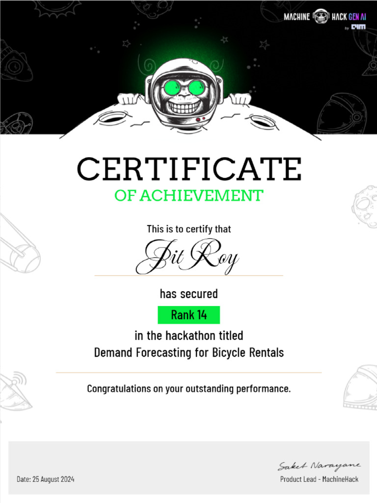 Machine Hack Certificate 5 | PDF