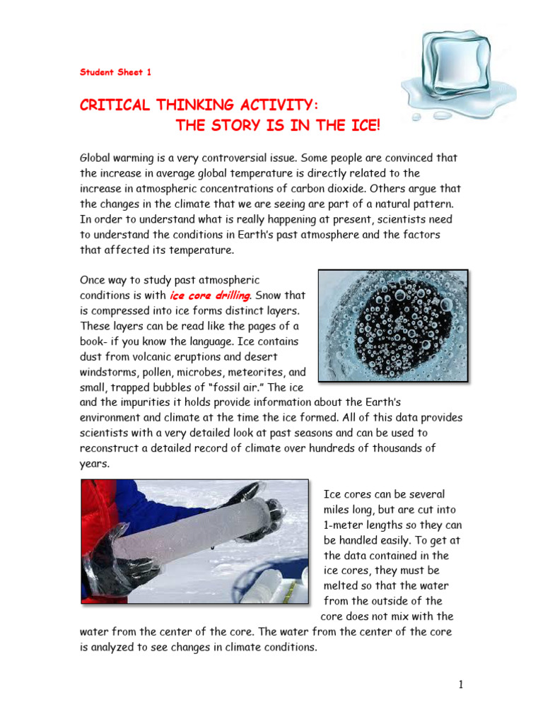 Ice Core Drilling Worksheet PDF | PDF | Atmosphere Of Earth | Carbon ...
