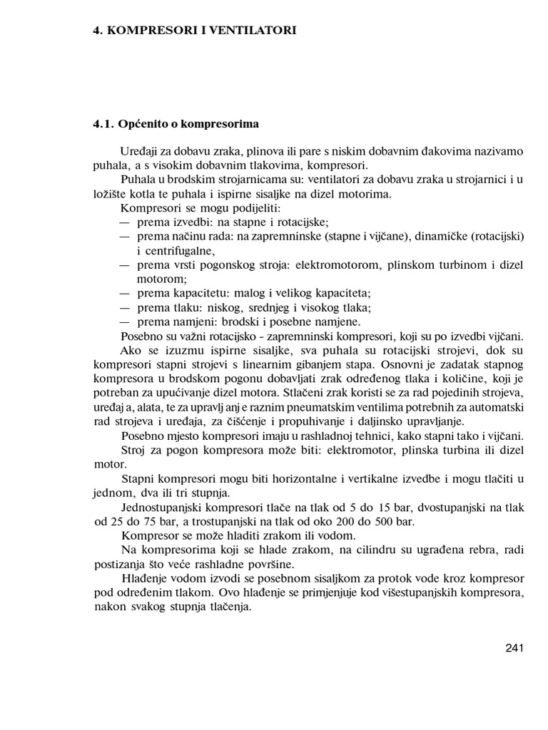 Brodski pomoćni strojevi i uređaji - 04 - Kompresori i ventilatori | PDF