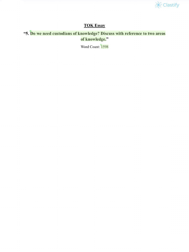 Essay Example - Custodians of Knowledge (9:10) | PDF