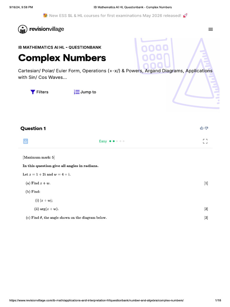 Complex Numbers-AIHL | PDF