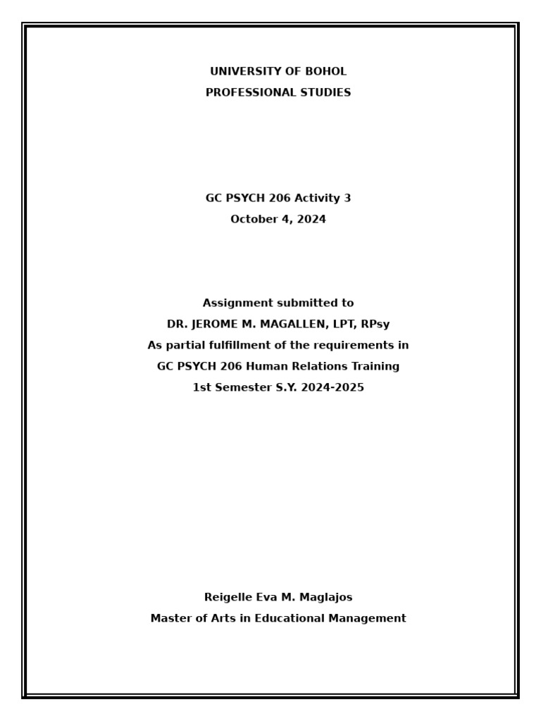 HRT-Activity3 Maglajos ReigelleEva | PDF | Self Esteem | Behavioural Sciences