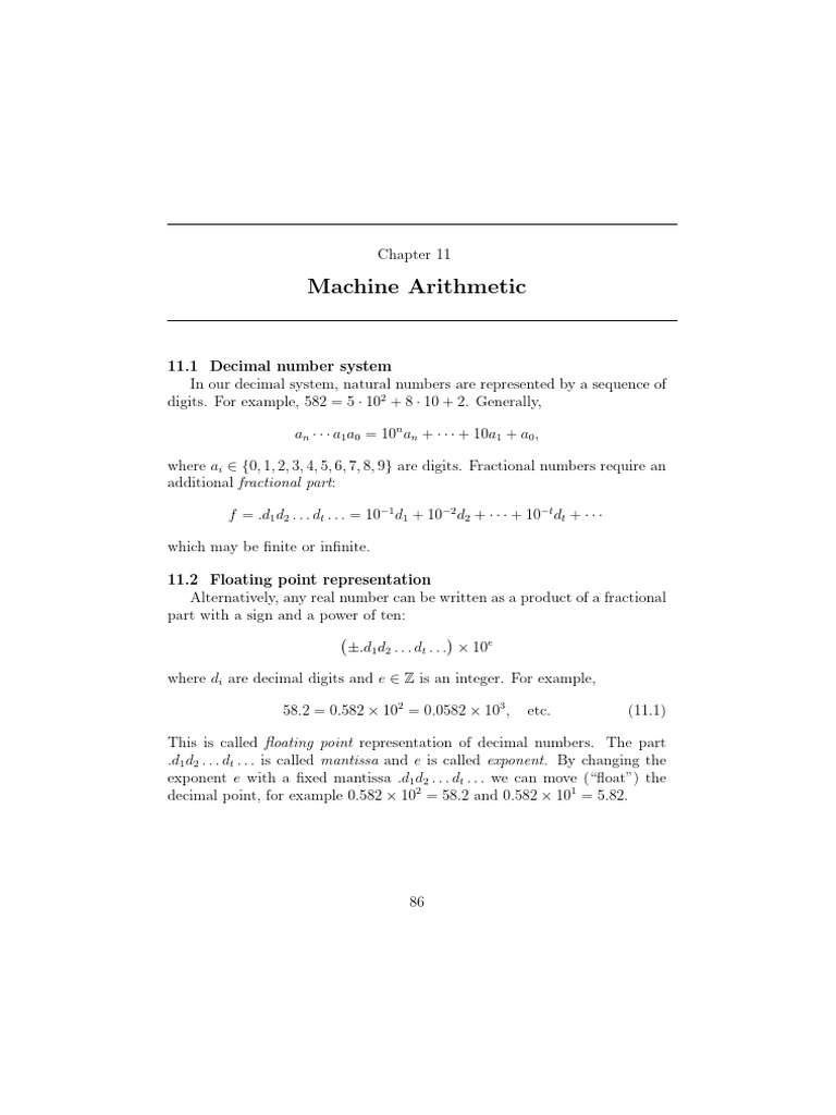 Machine Arithmetic - Notes | PDF | Real Number | Decimal