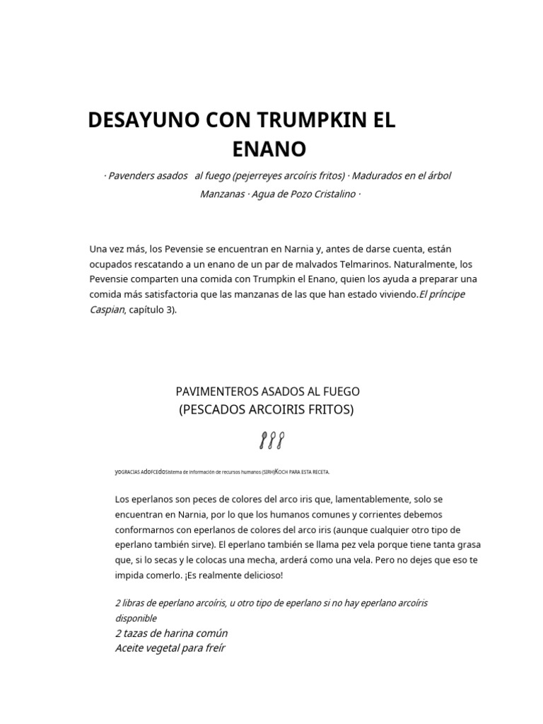 Desayuno Con Trumpkin El Enano | PDF