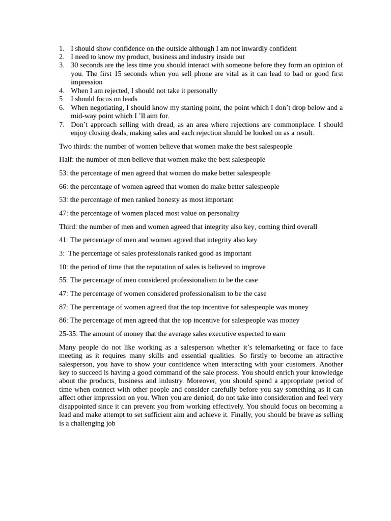 Essential Skills for Successful Salespeople | PDF | Sales