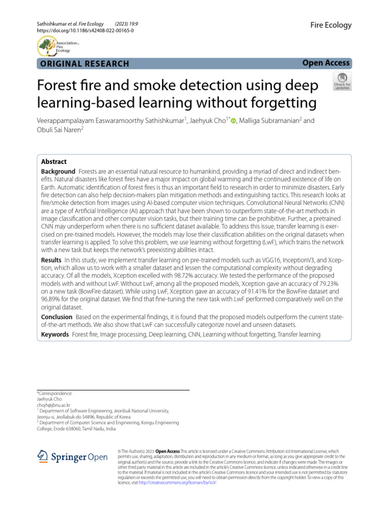 Forest Fire and Smoke Detection Using Deep Learnin | PDF | Deep Learning | Computer Vision