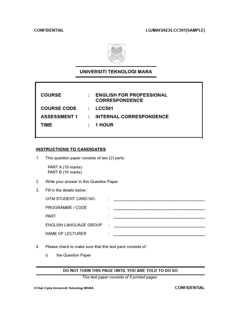LCC501 Sample QP Internal | PDF