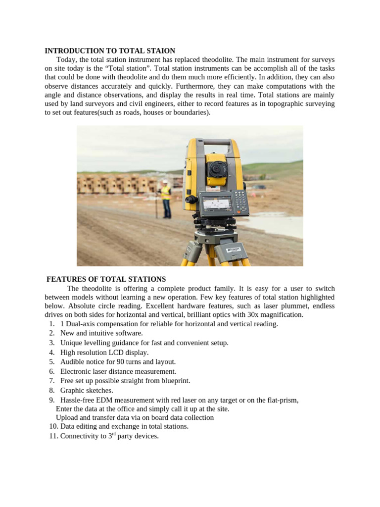 Introduction of Total Station | PDF | Surveying