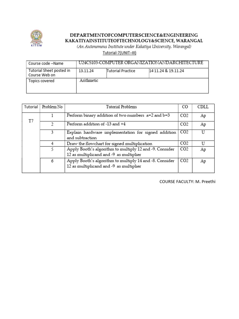 Computer Architecture Tutorial | PDF