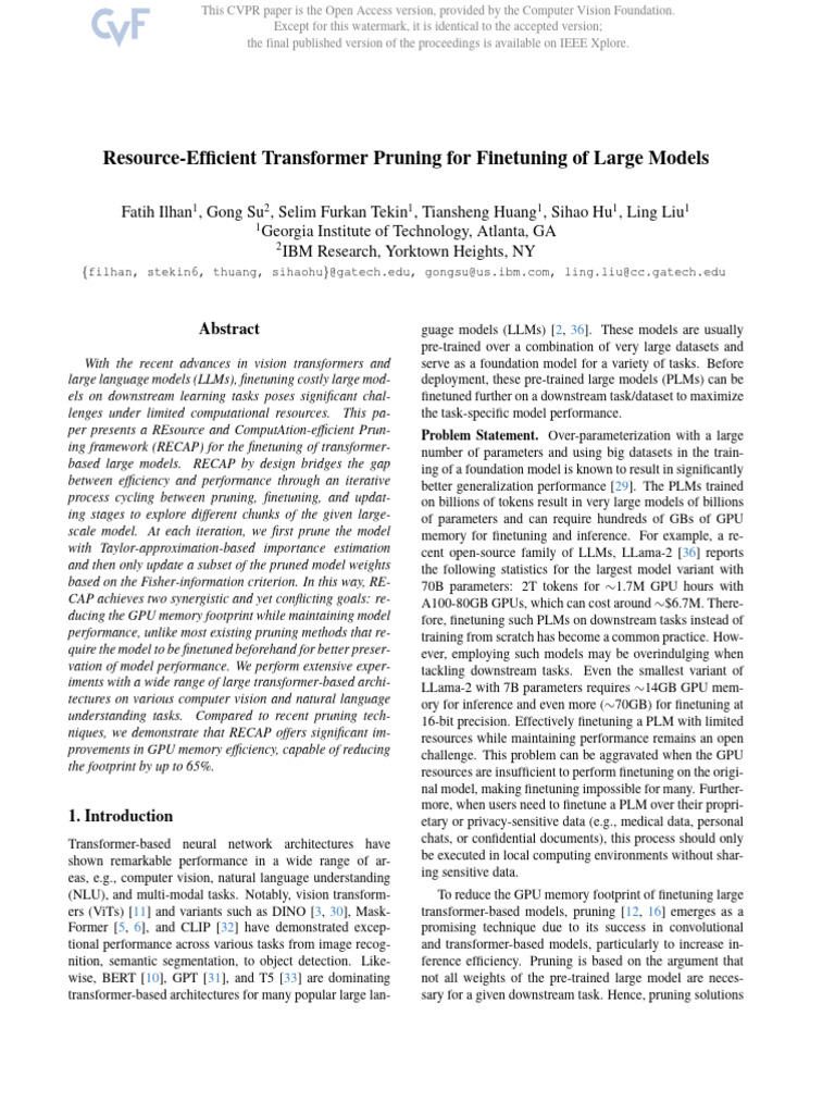 Ilhan Resource-Efficient Transformer Pruning For Finetuning of Large Models CVPR 2024 Paper ...