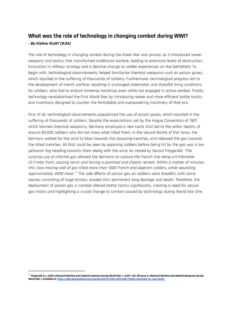 WW1 Essay | PDF | Trench Warfare | Battles