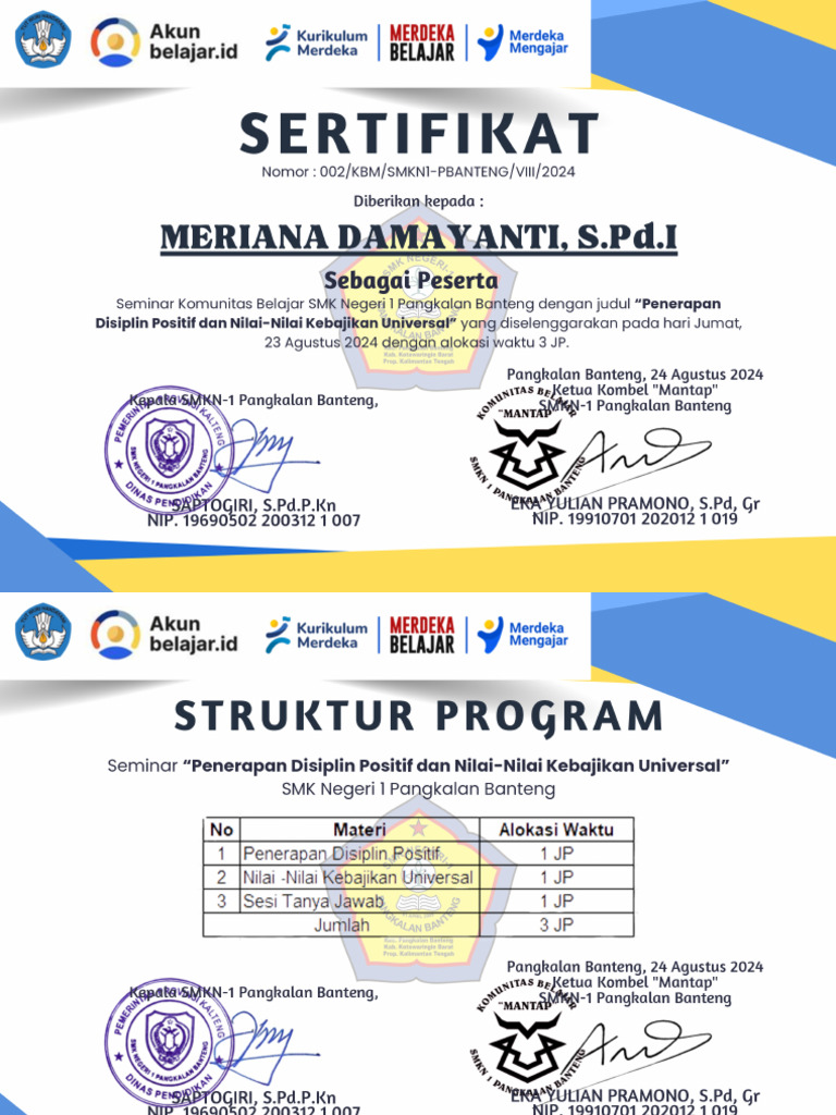 SERTIFIKAT KOMBEL PAK EKA | PDF