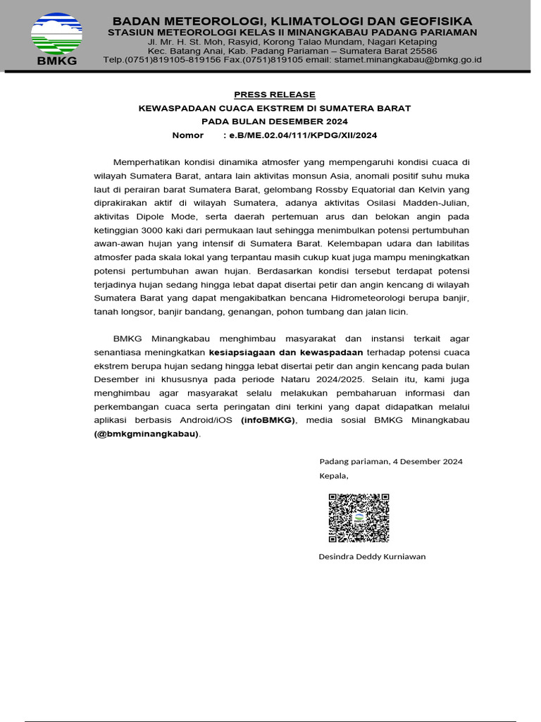 Siaran Pers Desember 2024 | PDF