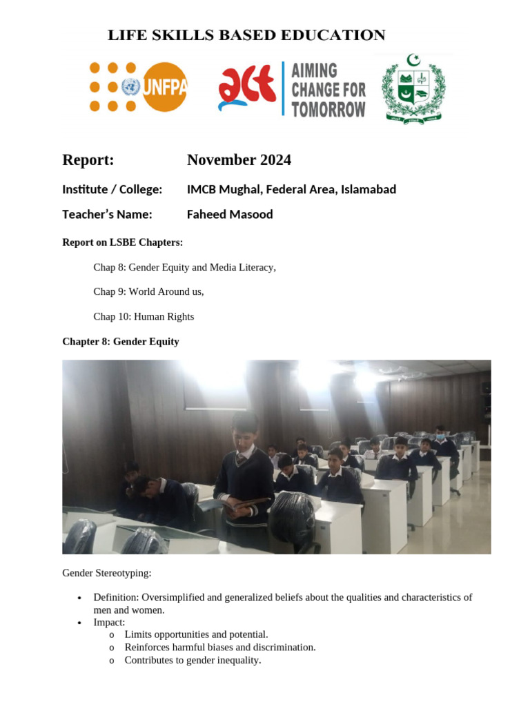 LSBE Report November (Faheed Masood IMCB Mughal) | PDF | Climate Change ...