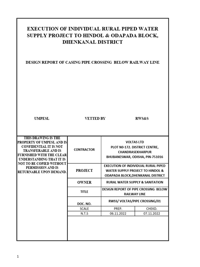 Casing Pipe Design for Odapada Crossing | PDF | Pipe (Fluid Conveyance ...