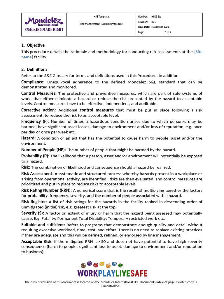 HSE2-3A Risk Management-Example Procedure | PDF | Risk | Hazards