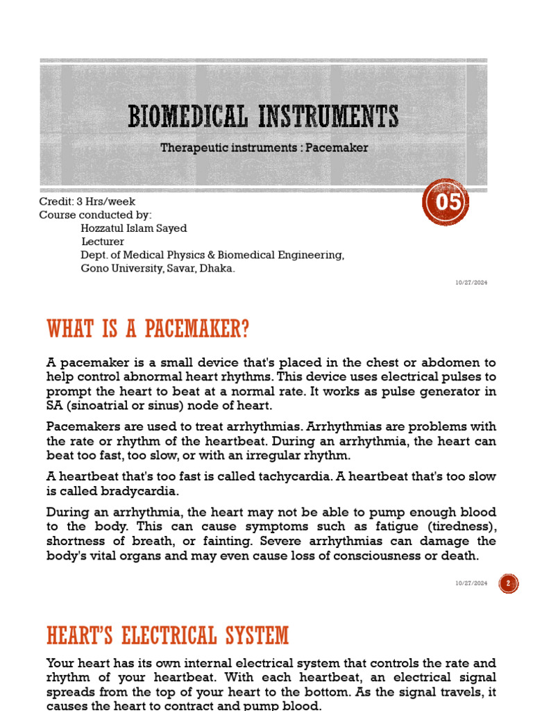BME 4103 (Lec-5) | PDF | Artificial Cardiac Pacemaker | Heart