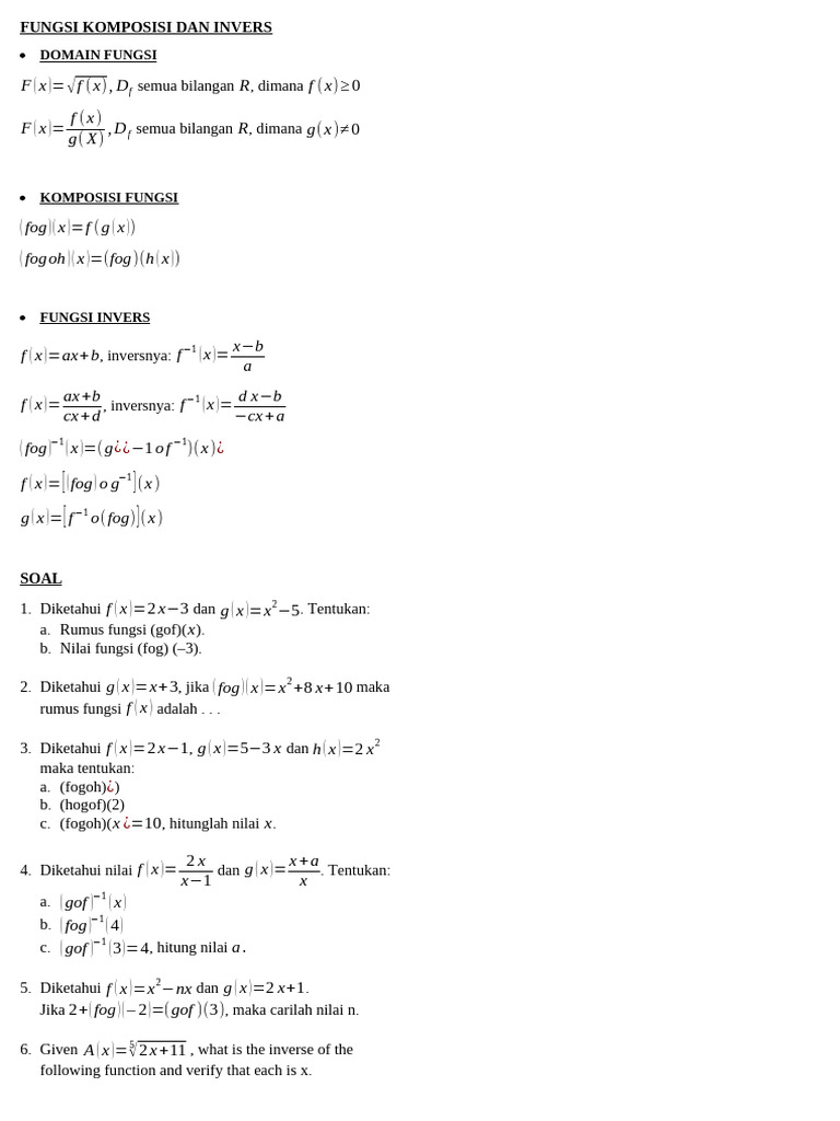 Fungsi Komposisi Dan Invers | PDF