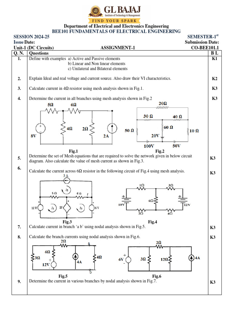 BEE 101 All Assignments | PDF | Transformer | Electric Motor