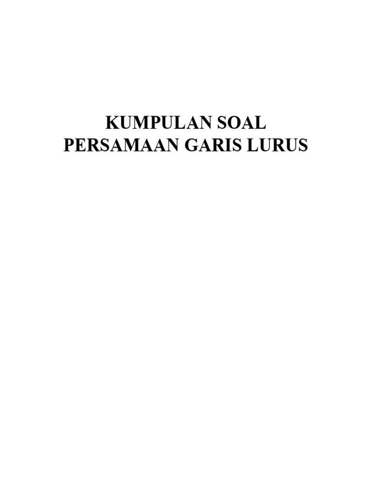 Soal Persamaan Garis Lurus dan Gradien | PDF
