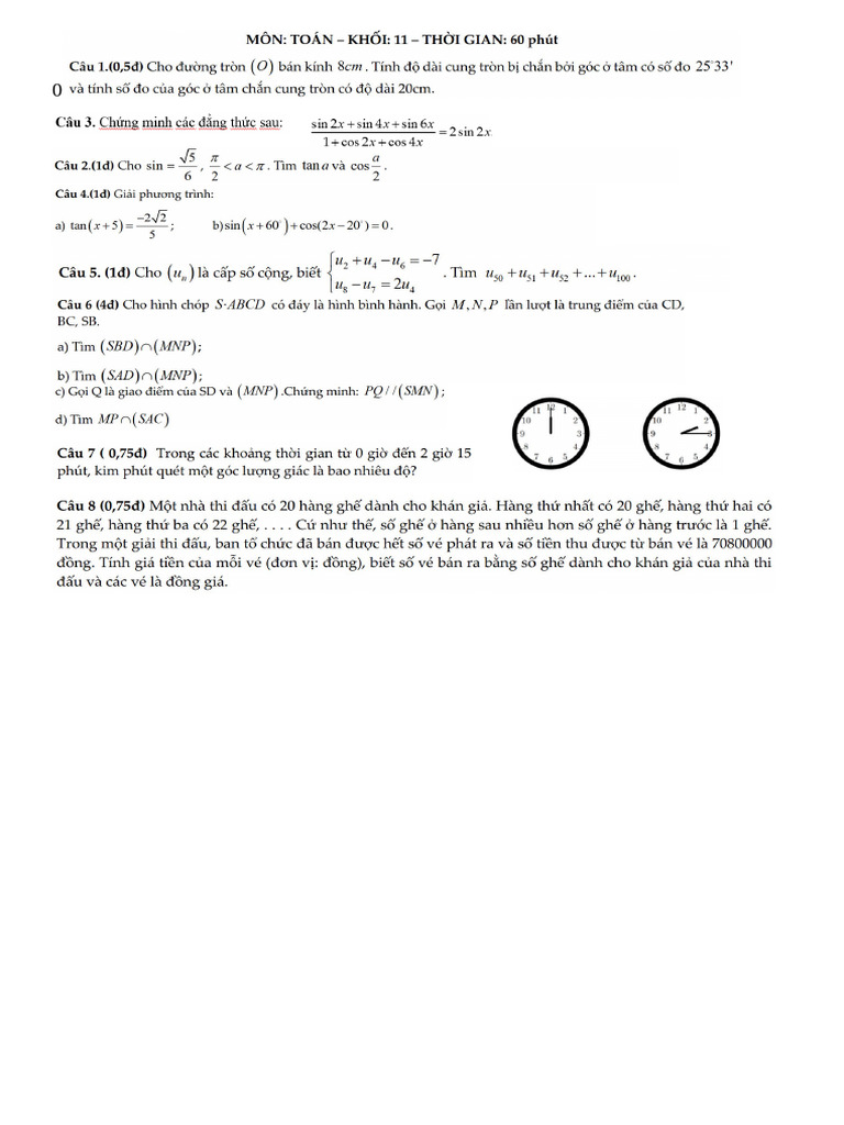 ĐỀ ÔN TẬP K11 - 1 | PDF