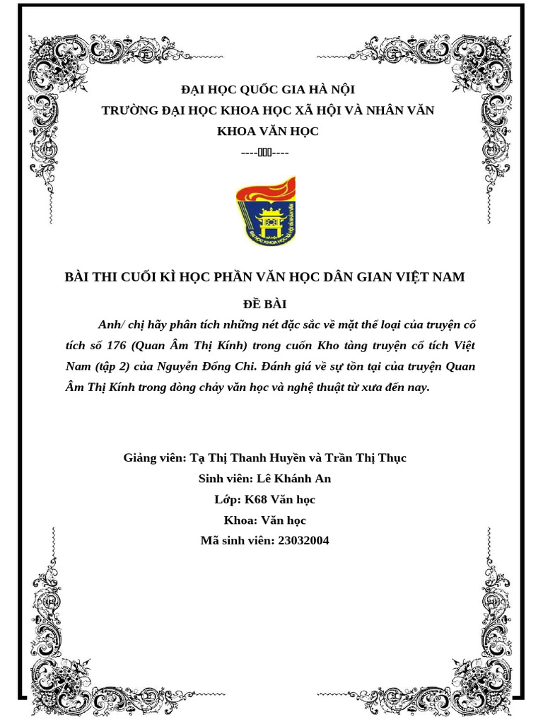 TIỂU LUẬN VHDG VN | PDF