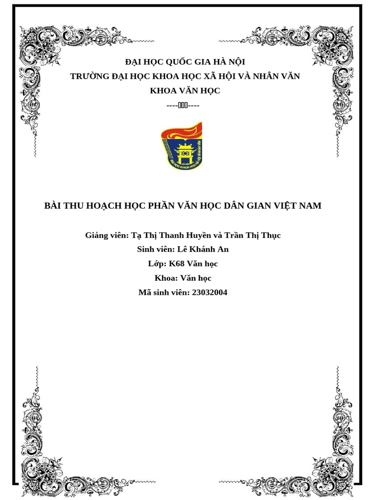 Bài Thu Ho CH VH Dân Gian | PDF