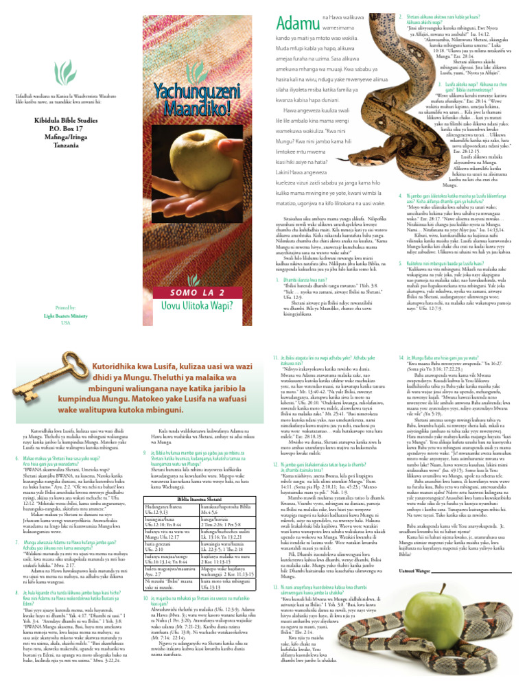 Yachunguzeni Maandiko!: Adamu | PDF