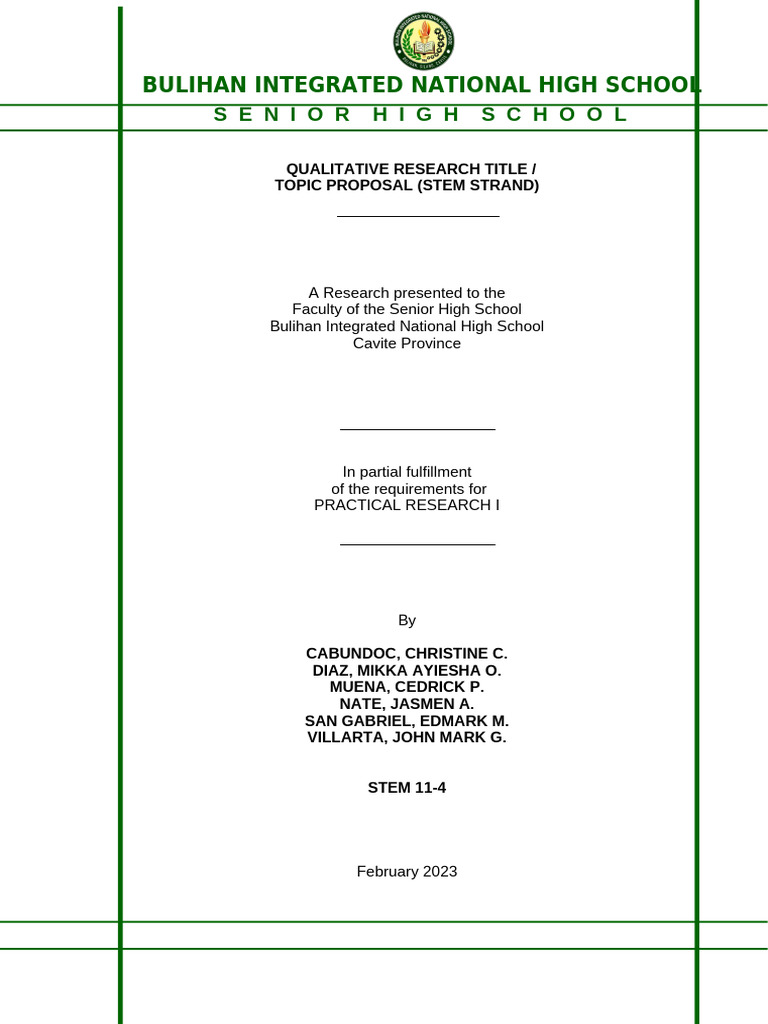 Topic Proposal Format - Stem Strand - 1 | PDF | Science | Cognition